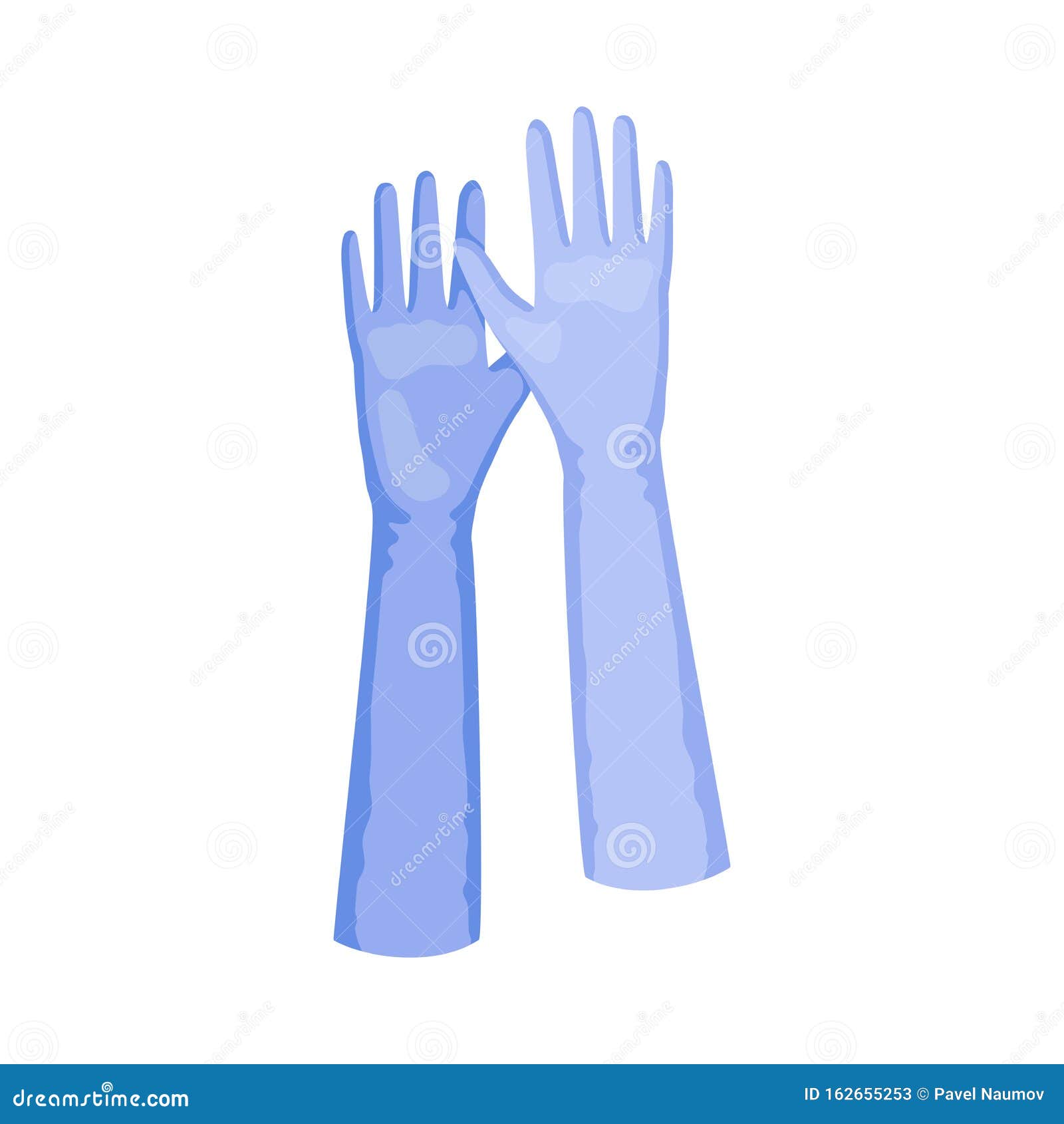 Long Blue Gloves. Vector Illustration on a White Background. Stock ...