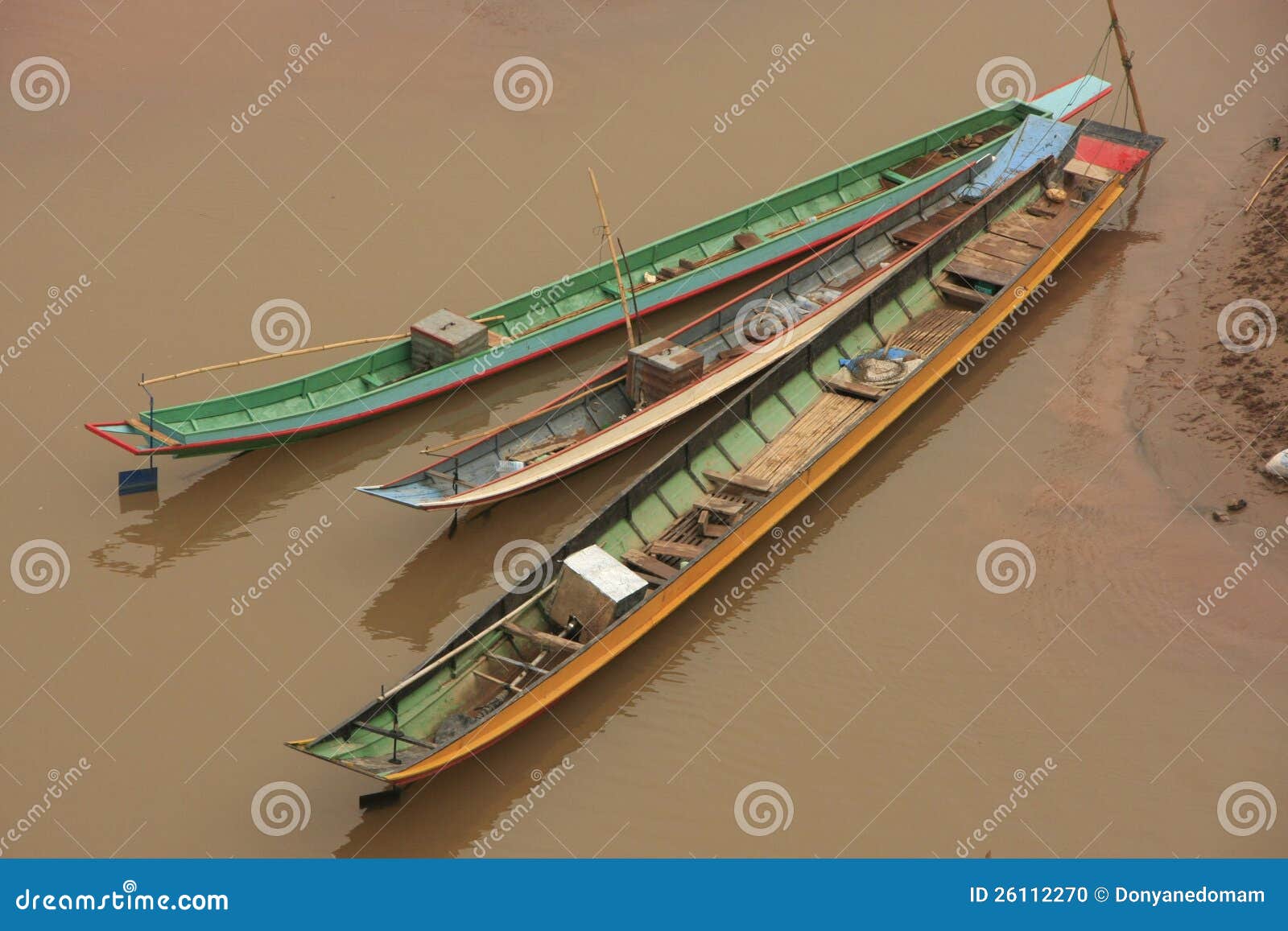 Long Boats on a River, Nothern Laos Stock Photo - Image of traditional ...