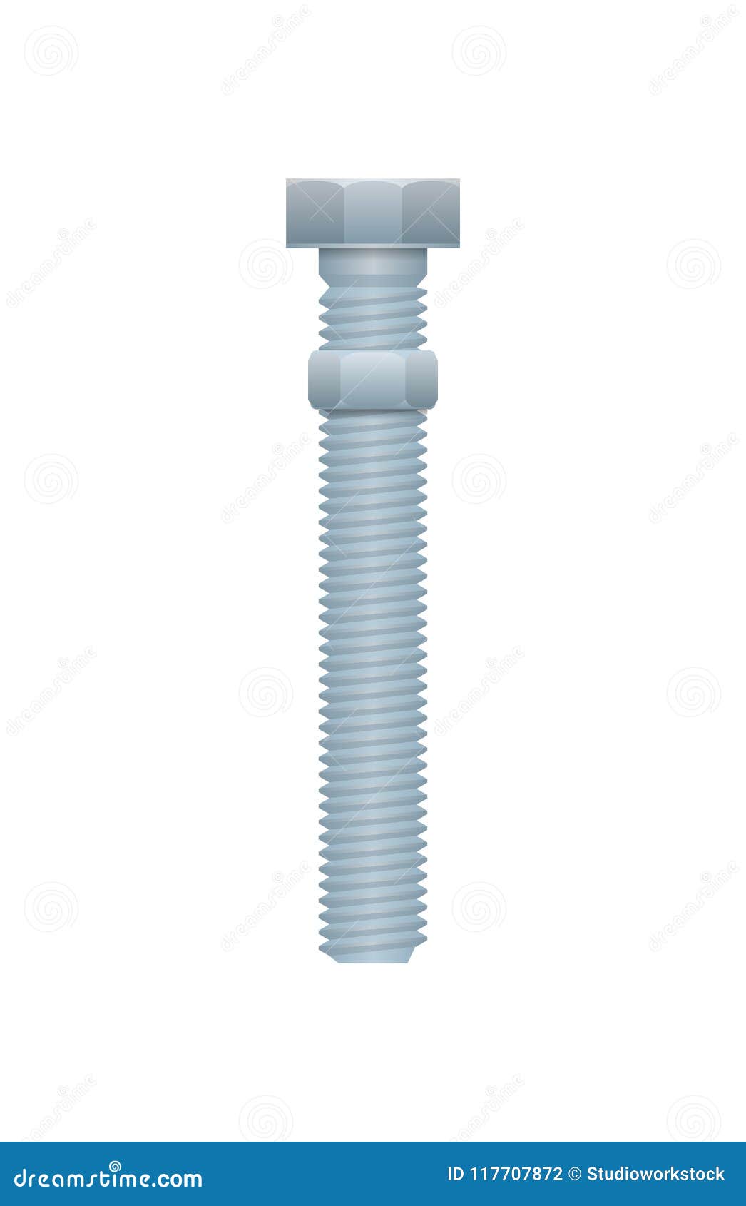 Long Bolt with Nut Isolated on White Background Stock Vector ...