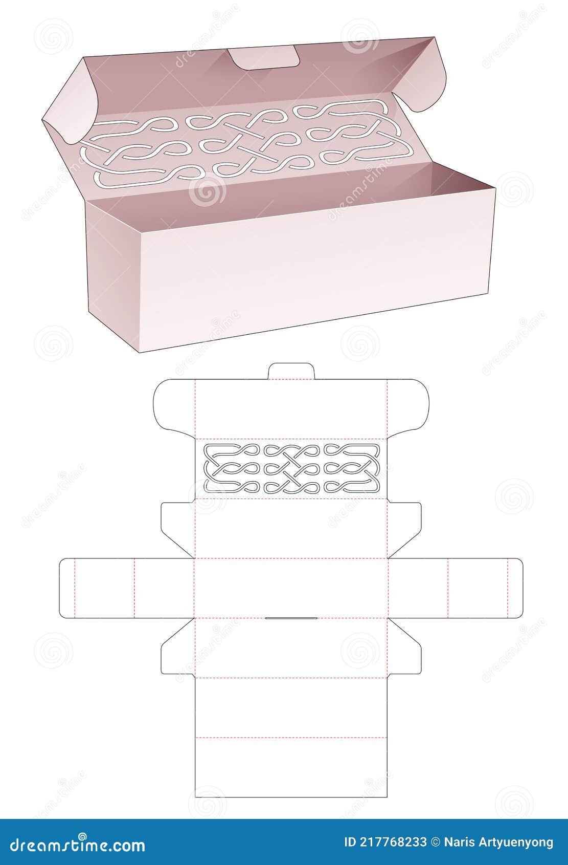 Long Box with Curved Line Stencil Die Cut Template Stock Vector ...