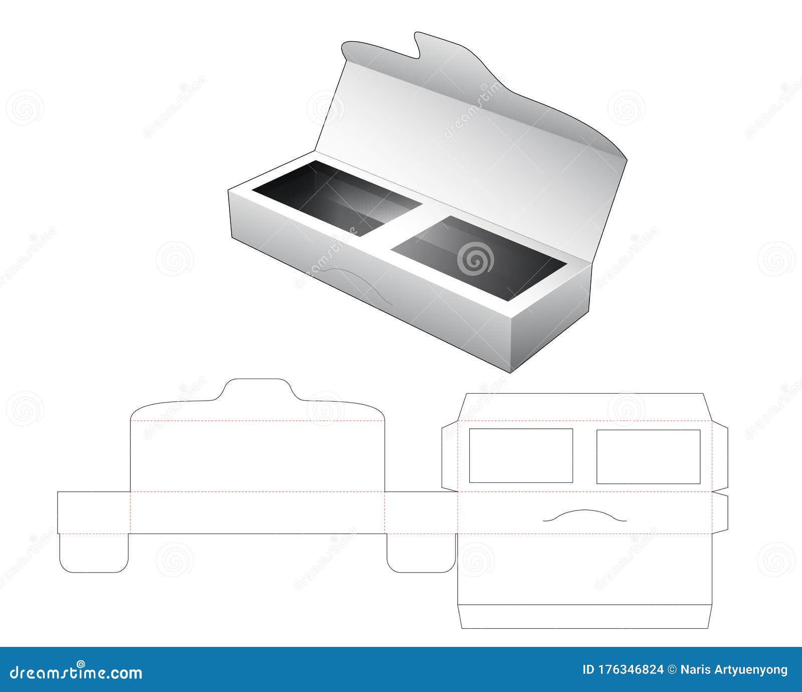 Long Box with Divider Die Cut Template Stock Vector - Illustration of ...