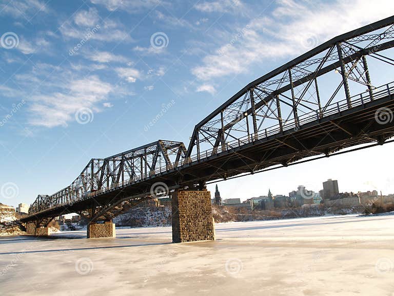 Long bridge! stock image. Image of winter, quebec, white - 469549