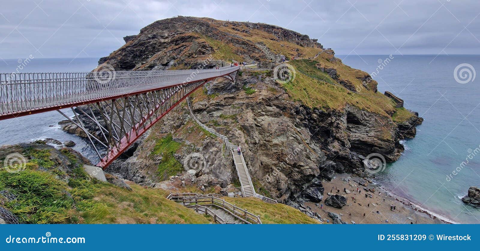 Long Bridge Connecting Two Large Cliffs by the Sea Stock Image - Image ...