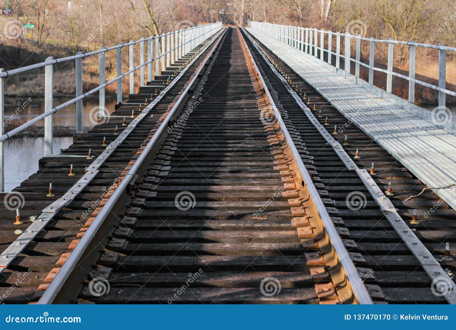 Long Bridge that Has Train Tracks on it Stock Photo - Image of trin ...
