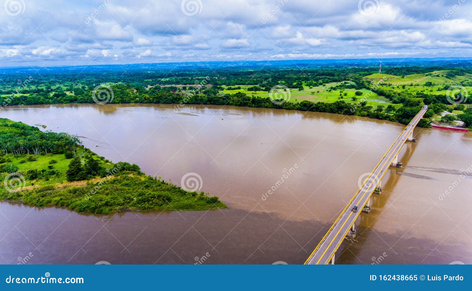 Long Bridge Over Wide River Stock Image - Image of natural, countryside ...
