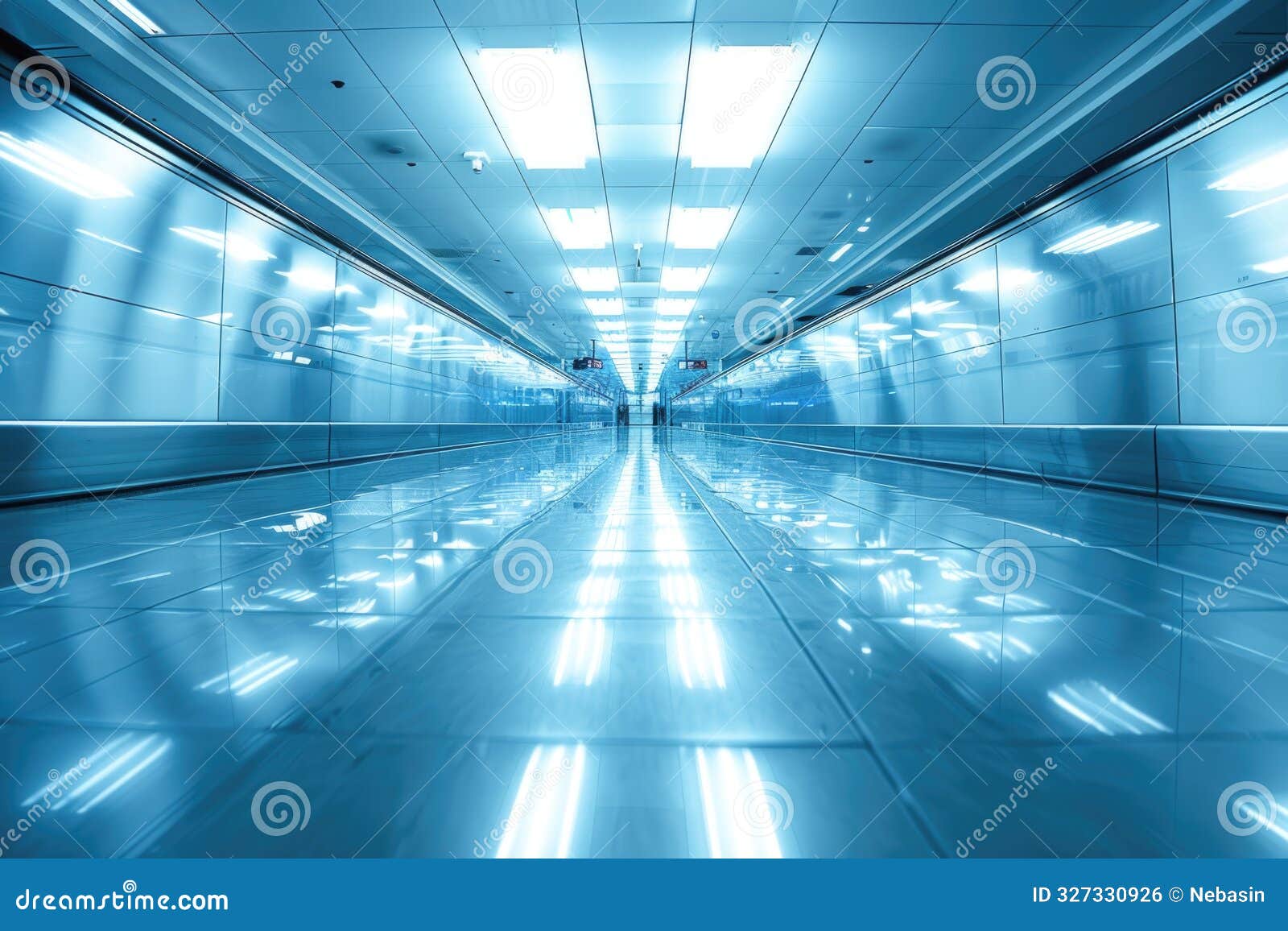 A Long, Bright Corridor with a Smooth, Reflective Floor. the Walls are ...