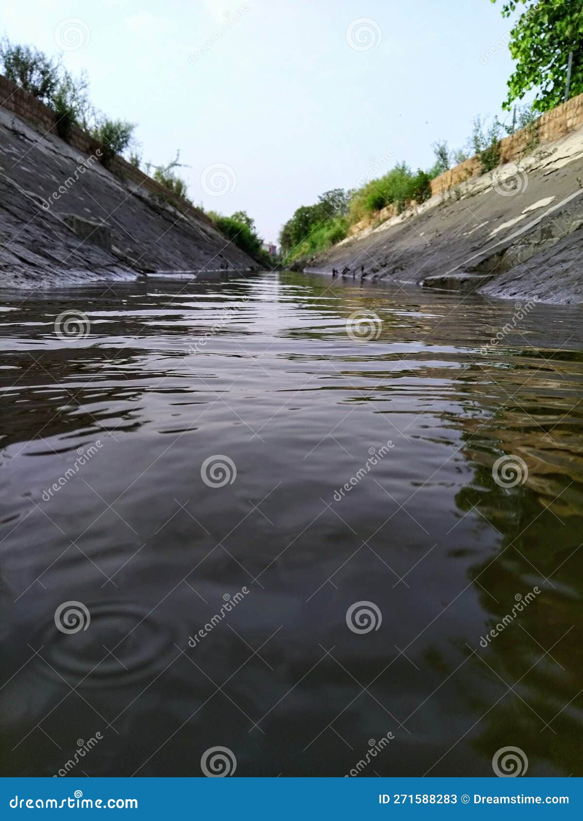 Long Canal Still Rain Water Picture. Image: 271588283