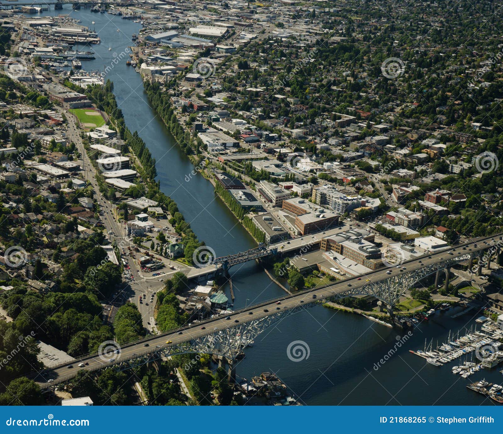 Long Canal and Tall Bridge stock image. Image of canal - 21868265