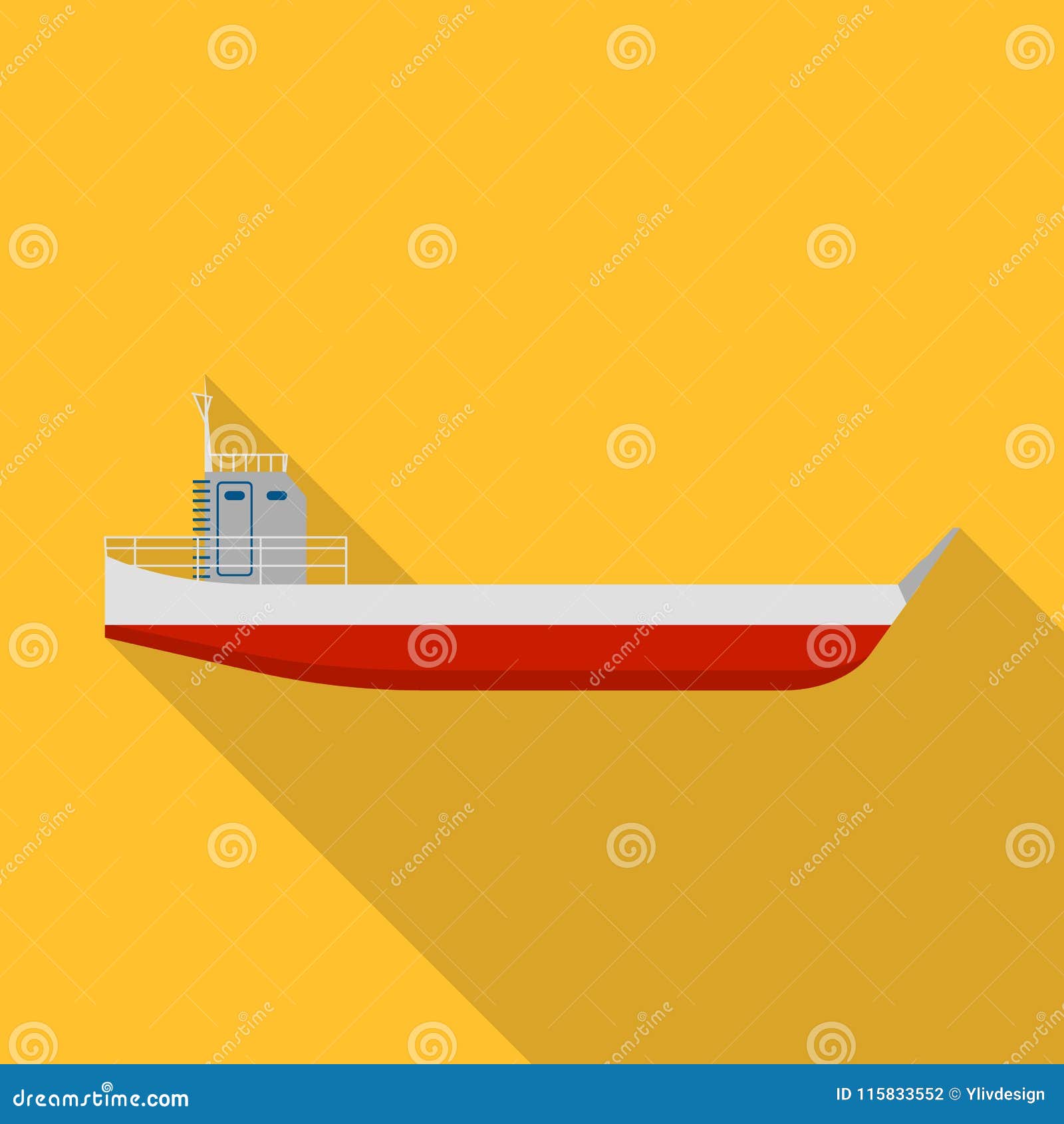 Long Cargo Ship Icon, Flat Style Stock Vector - Illustration of ocean ...