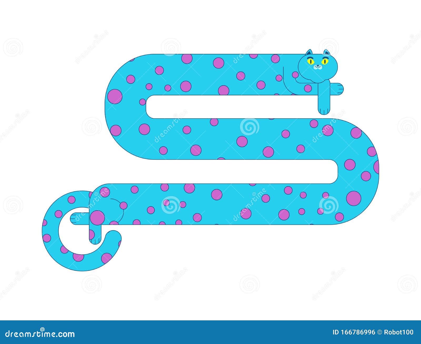 Long Cat Isolated. Cartoon Pet Stock Vector - Illustration of long ...