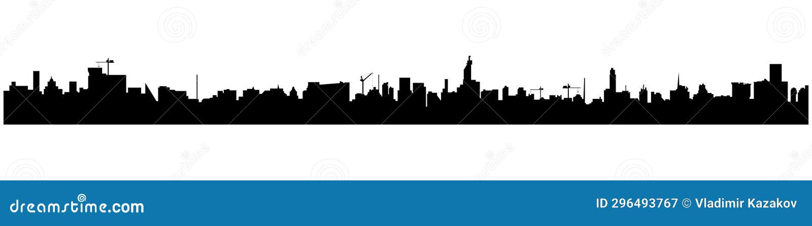Long City Skyline Isolated on White Background. Parallax Layer Stock ...