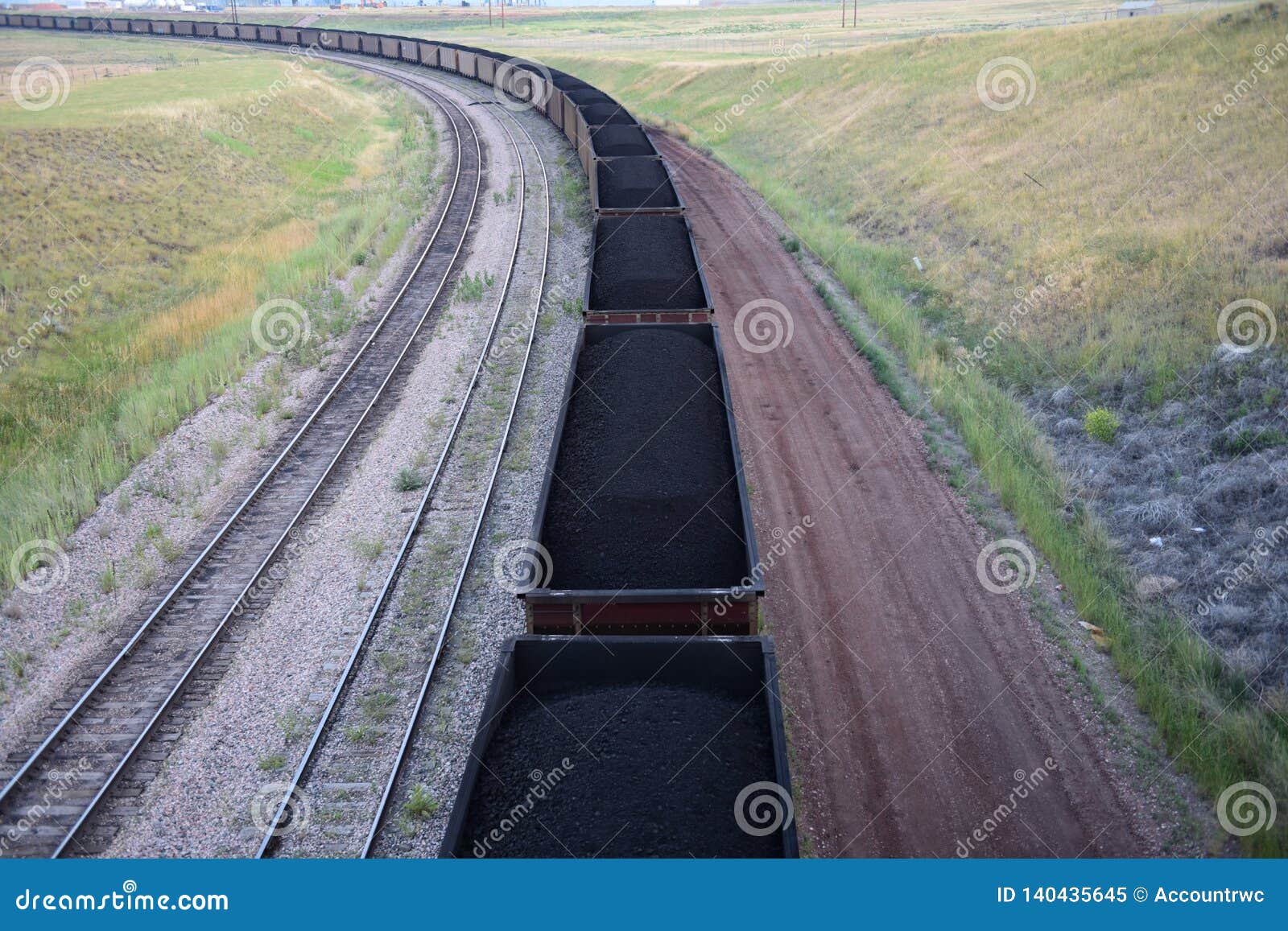 Long Coal Train Transporting Coal from an Open Pit Mine Stock Image ...