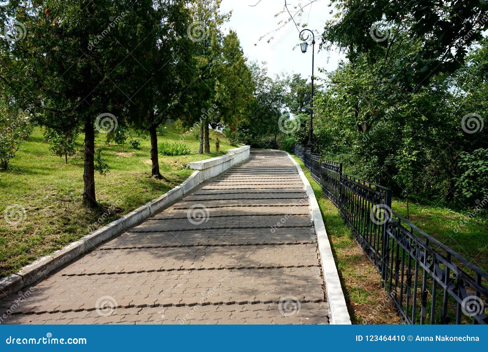 A Long Cobbled Path in the Park or City. Stock Photo - Image of park ...