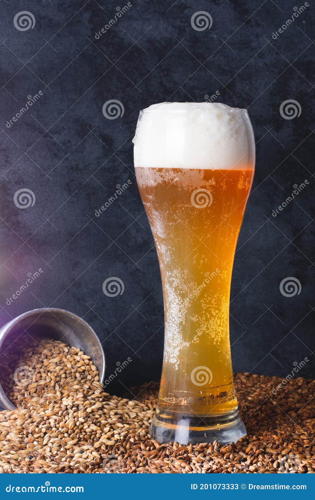 Long Cold Pint of Beer Long Pint of Cold Beer, a Glass of Spilled Malt ...