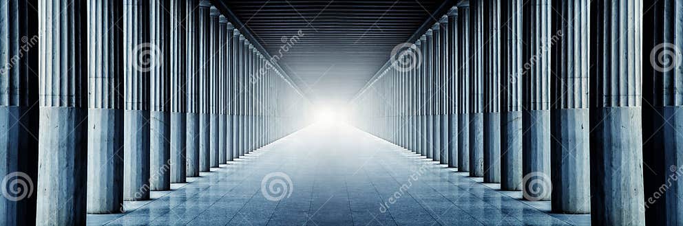 Long colonnade with light stock image. Image of museum - 63156653