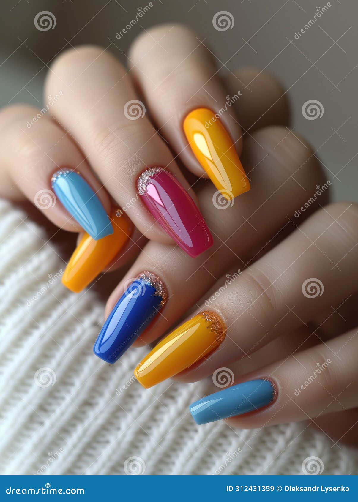 Long Color Manicure Closeup Stock Illustration - Illustration of ...