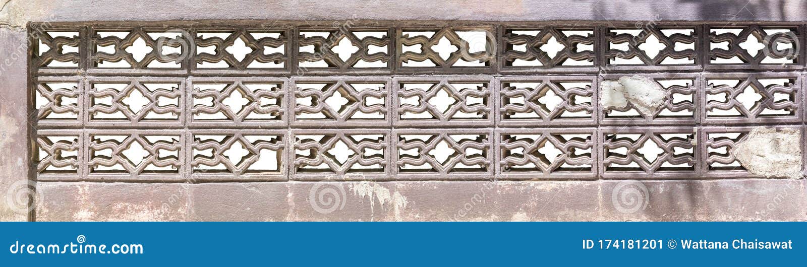 Long Concrete Block Wall Isolated on White Background Stock Image ...