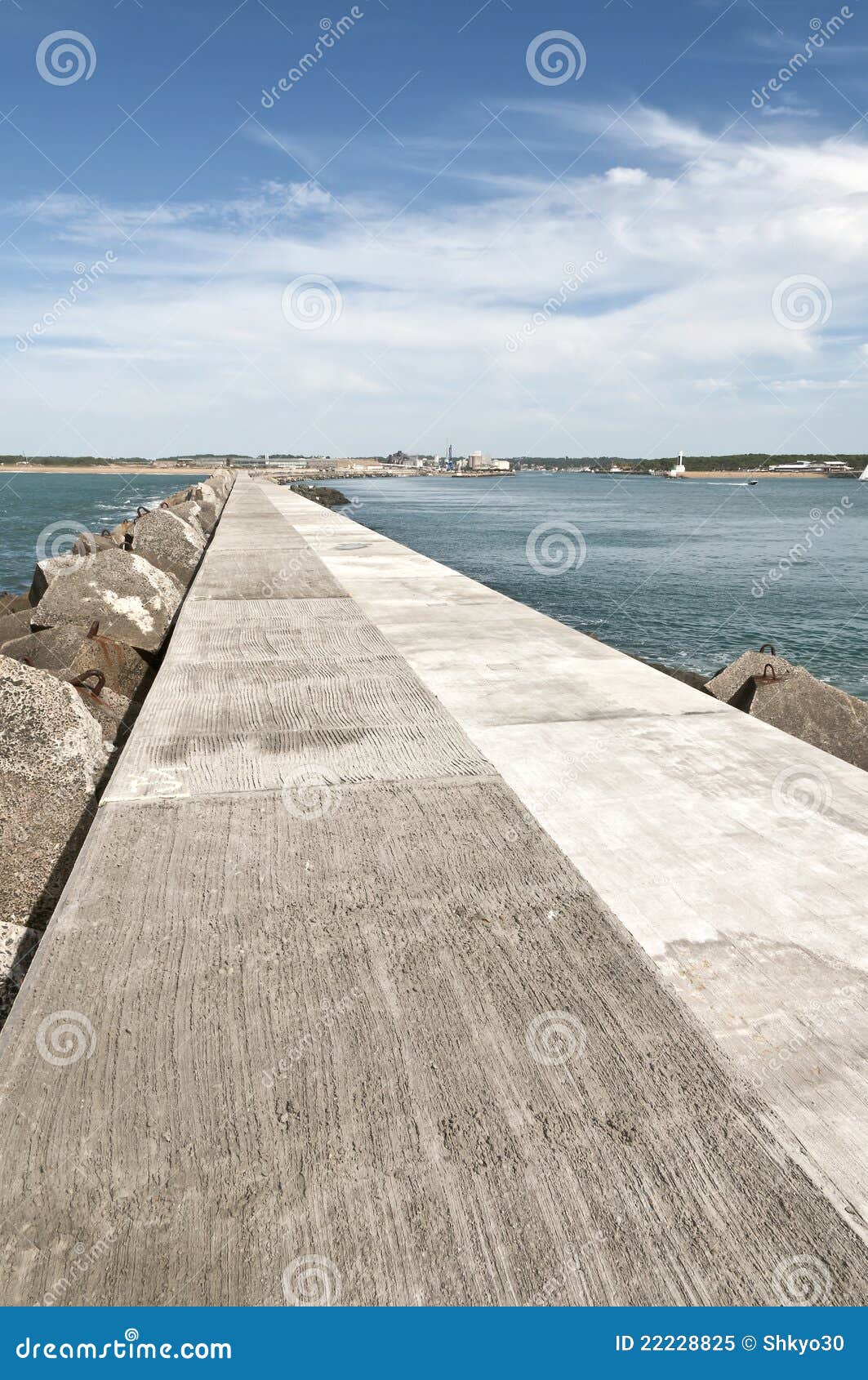 Long Concrete Jetty with Sea and Blue Sky Stock Image - Image of ...