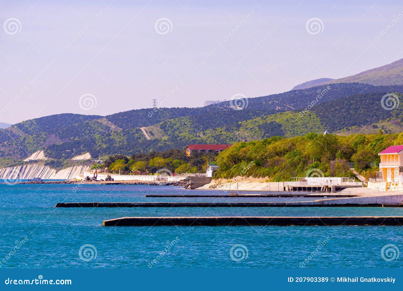 Long Concrete Seawall or Wave Breaker for Protect Seashore Stock Image ...