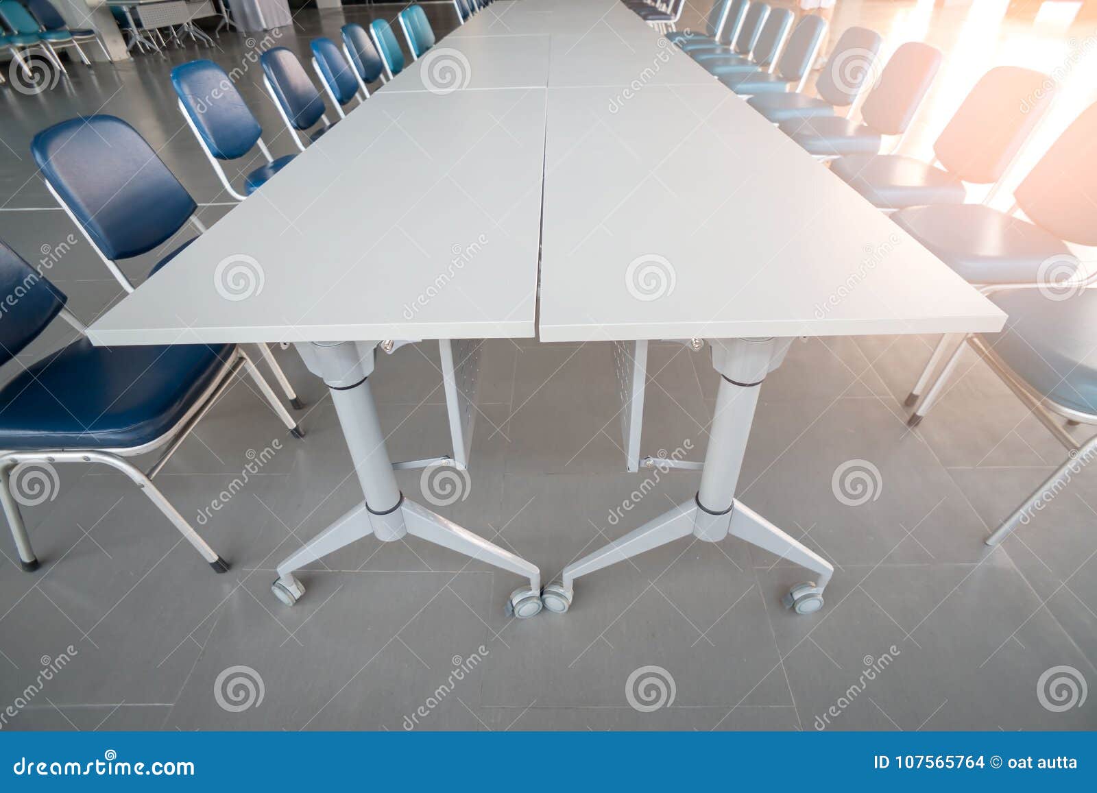 Long Conference Table And Chairs . Before Conference In The Boardroom ...