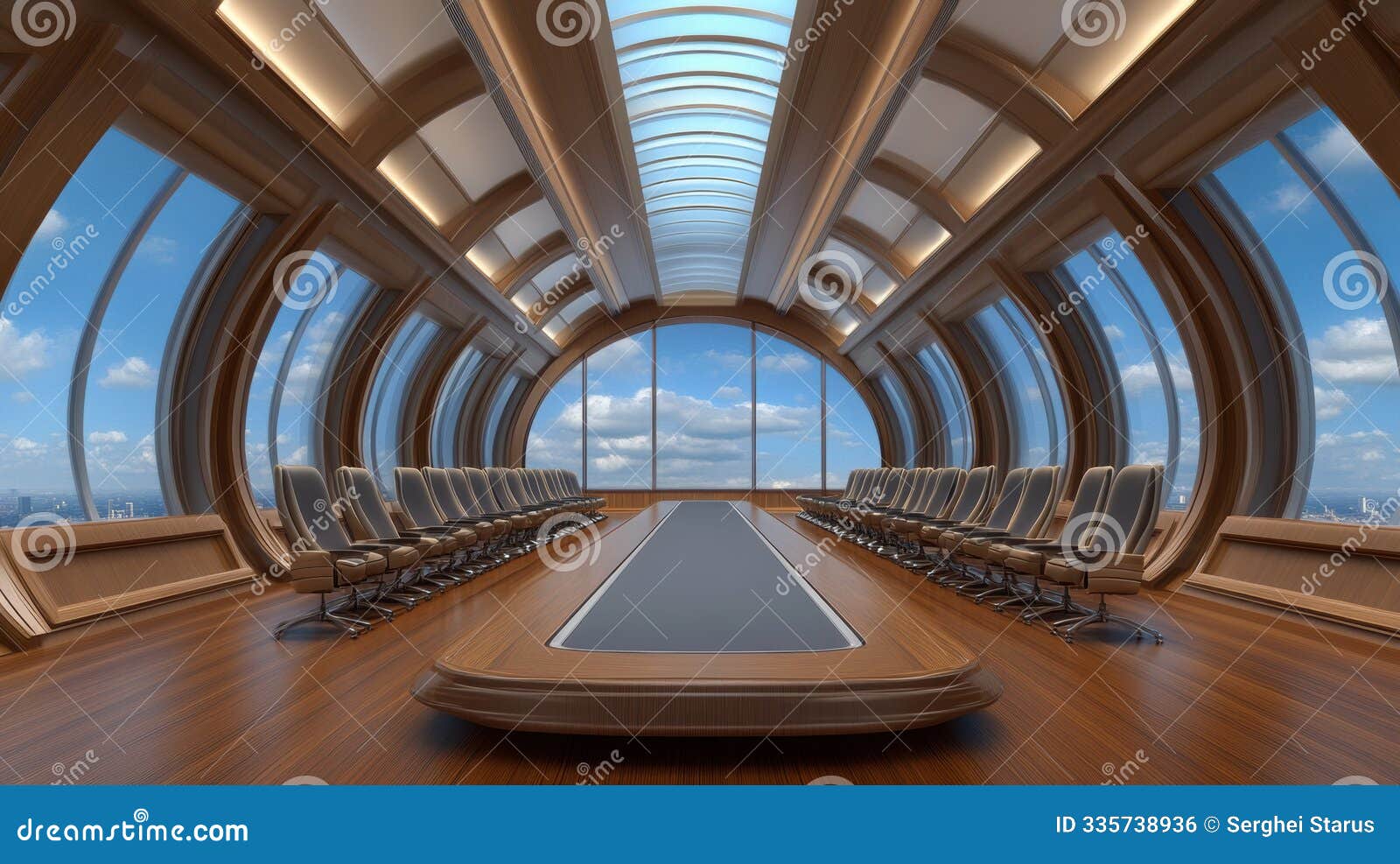 Long Conference Table And Chairs . Before Conference In The Boardroom ...