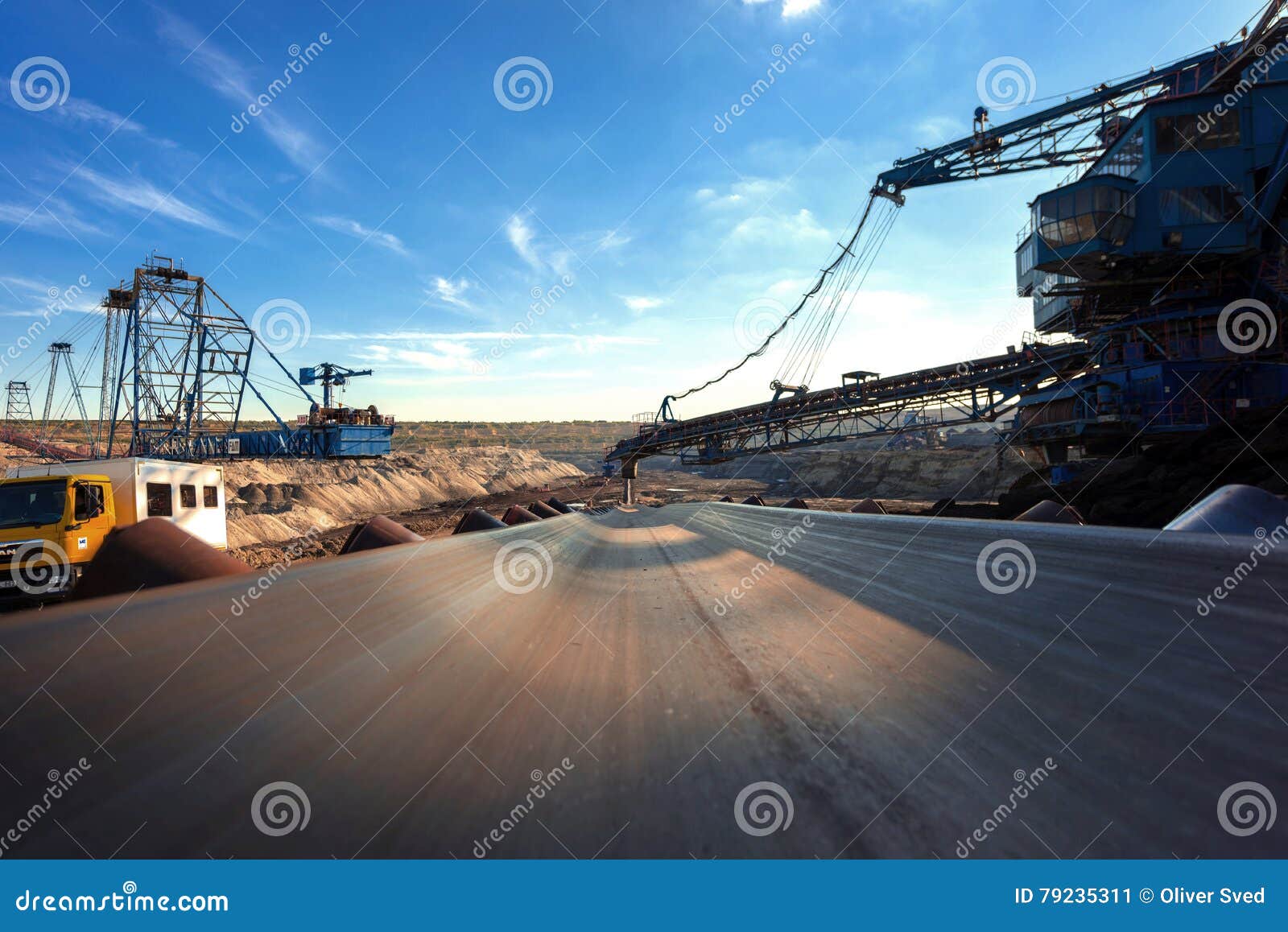 Long Conveyor Belt Transporting Ore Stock Image - Image of machinery ...