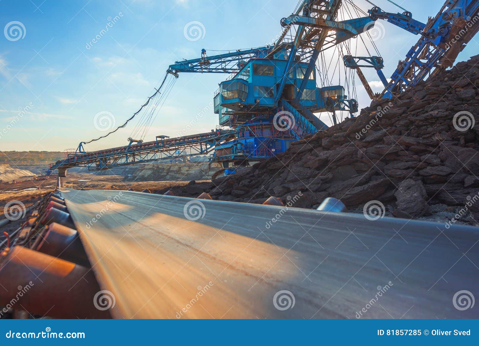 Long Conveyor Belt Transporting Ore Stock Image - Image of ground ...