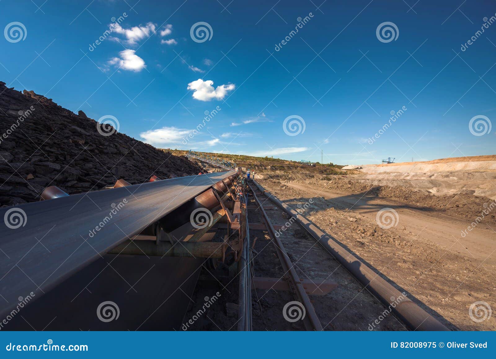 Long Conveyor Belt Transporting Ore Stock Image - Image of industrial ...