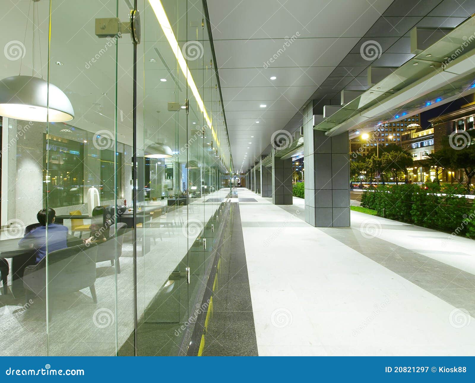 Long corridor stock image. Image of door, lane, lamp - 20821297