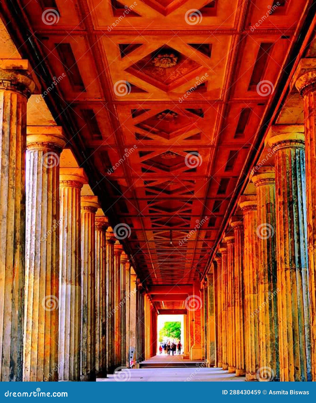 A Long Corridor of Columns with Beutiful Architecture, Germany ...