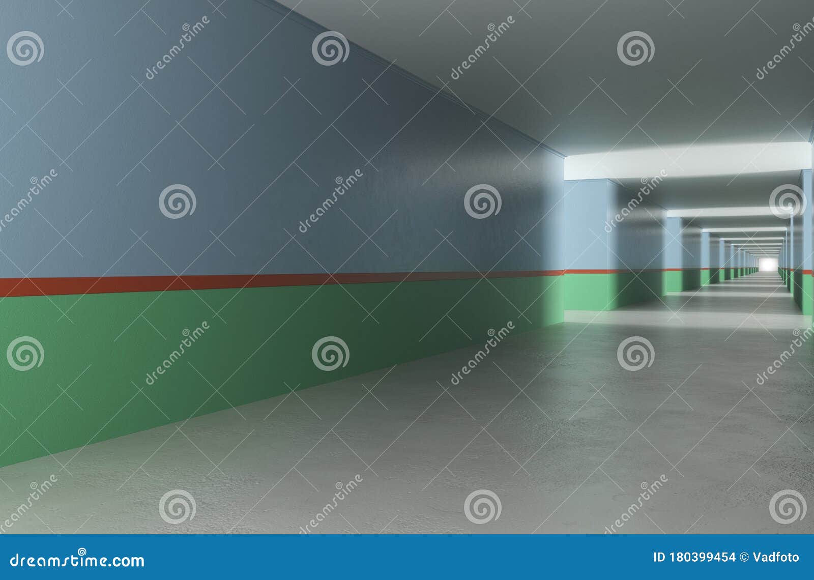 Long Corridor, Interior Visualization, 3D Illustration Stock ...