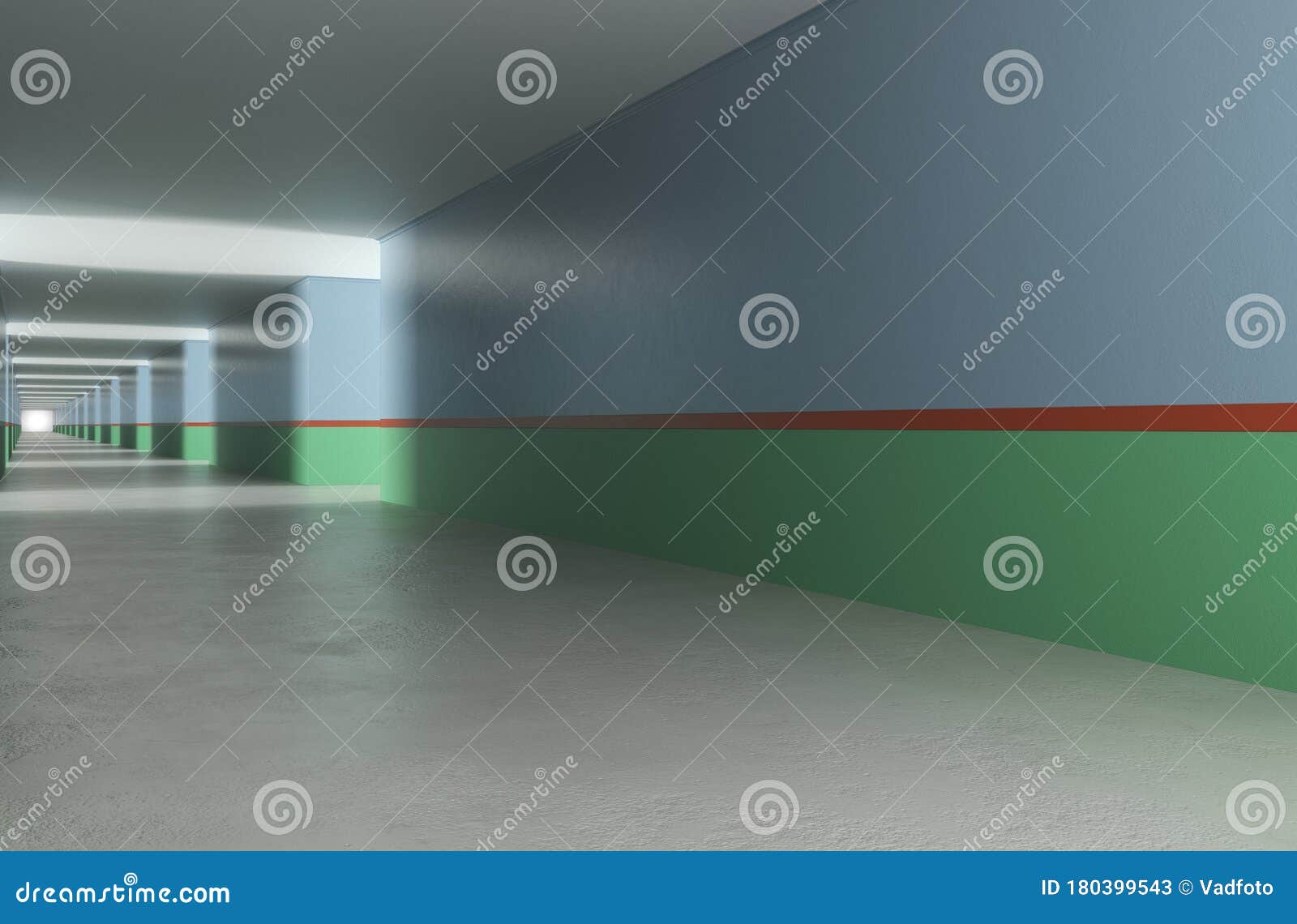 Long Corridor, Interior Visualization, 3D Illustration Stock ...