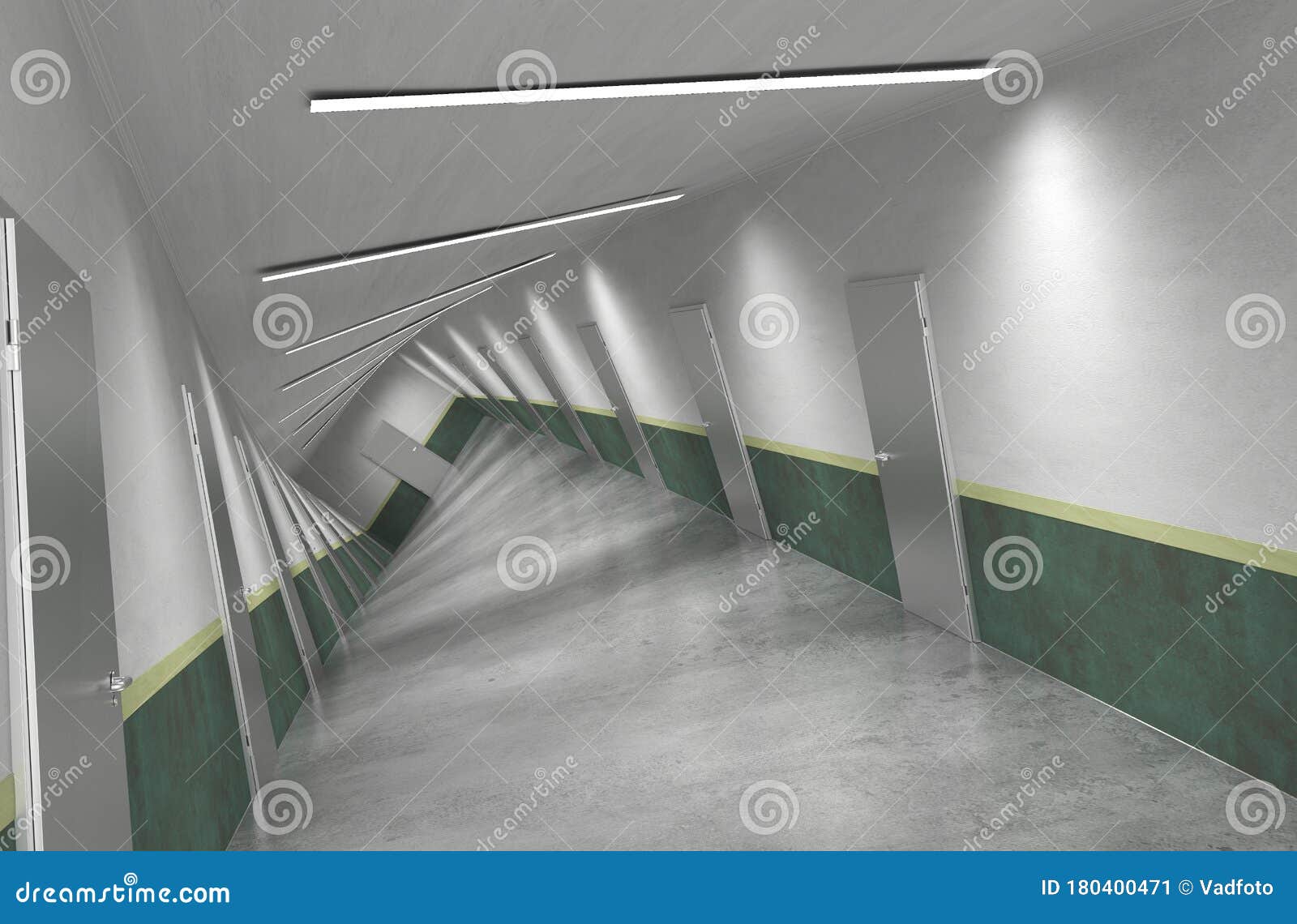 Long Corridor, Interior Visualization, 3D Illustration Stock ...