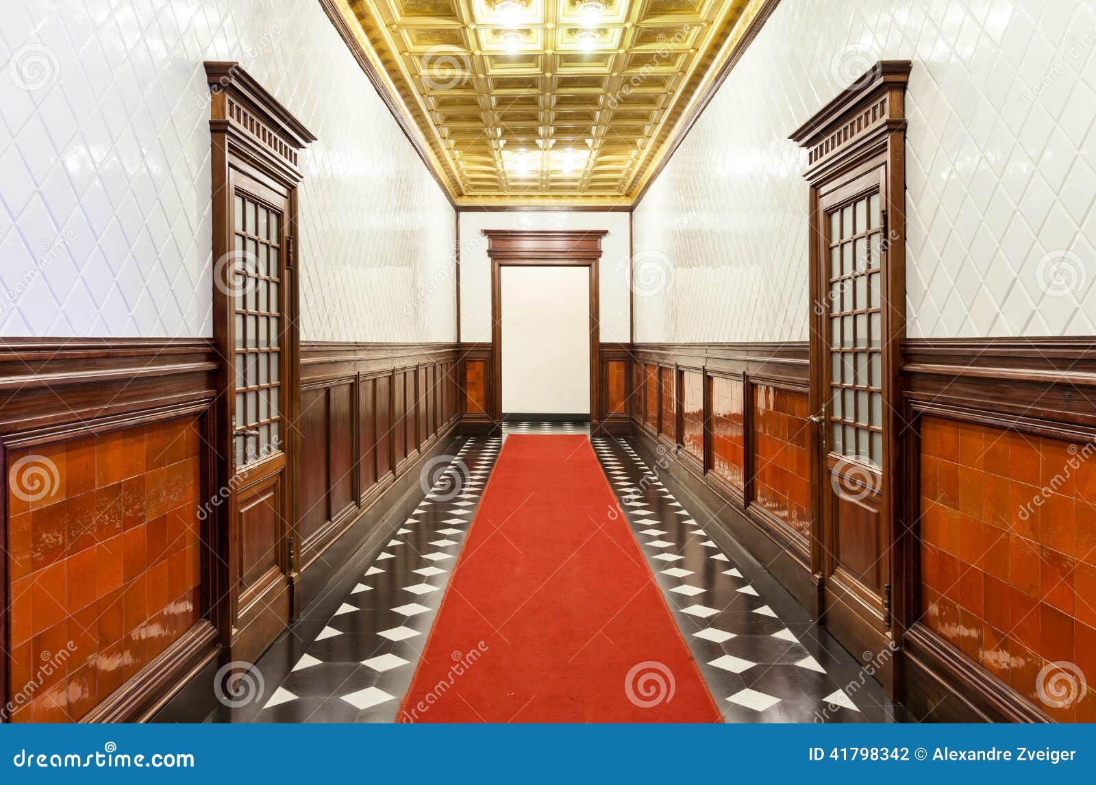 Long Corridor of Historic Building Stock Photo - Image of retro ...