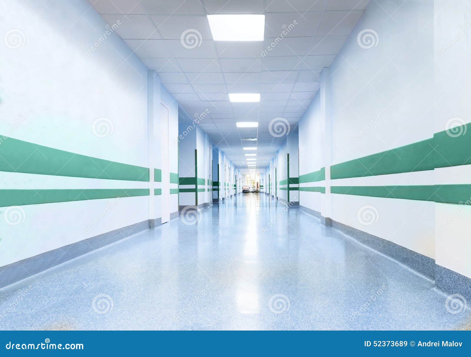 Long Corridor in Hospital stock image. Image of blue - 52373689