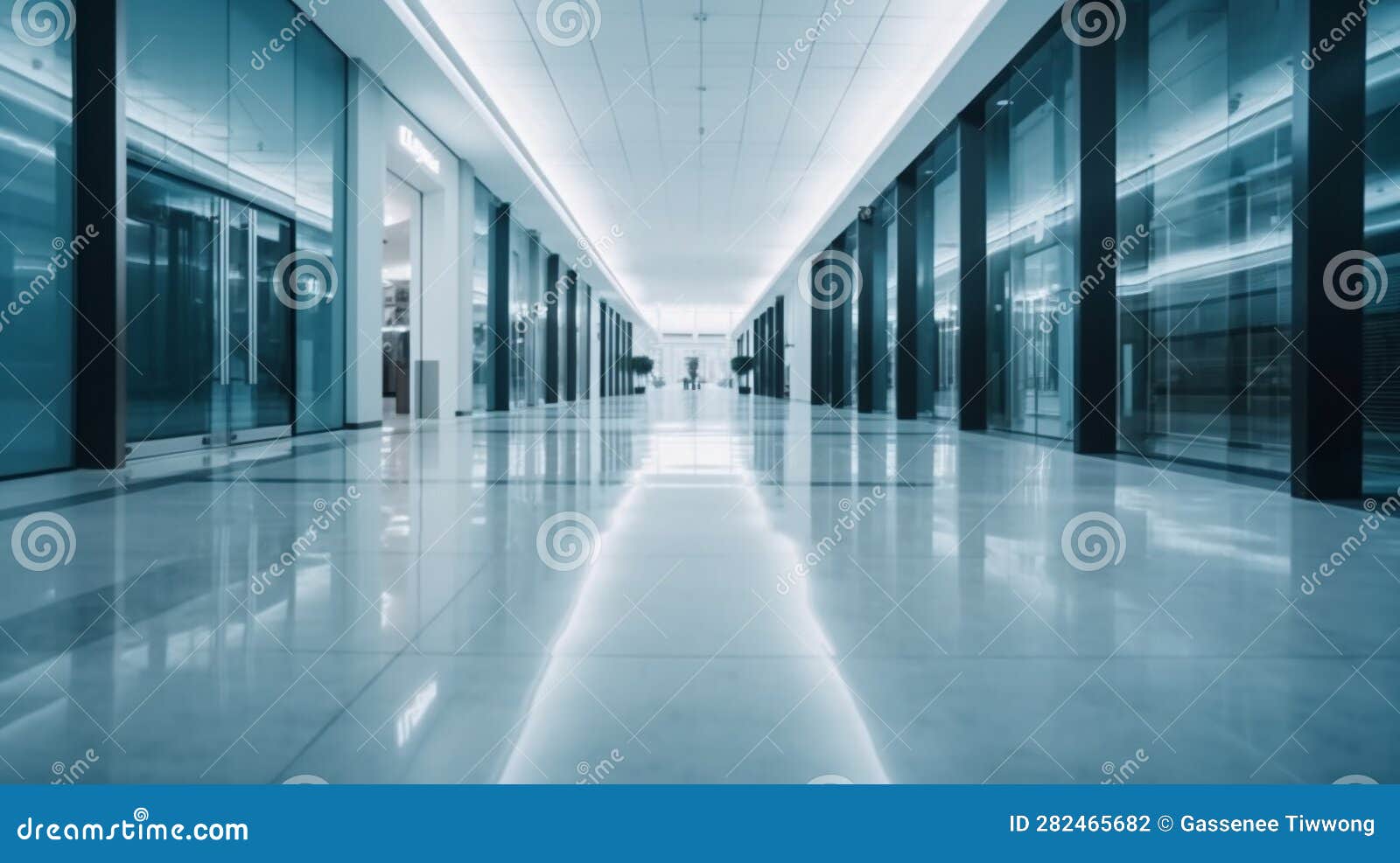 A Long Corridor in a Hospital with Various Procedural Rooms. Generative ...