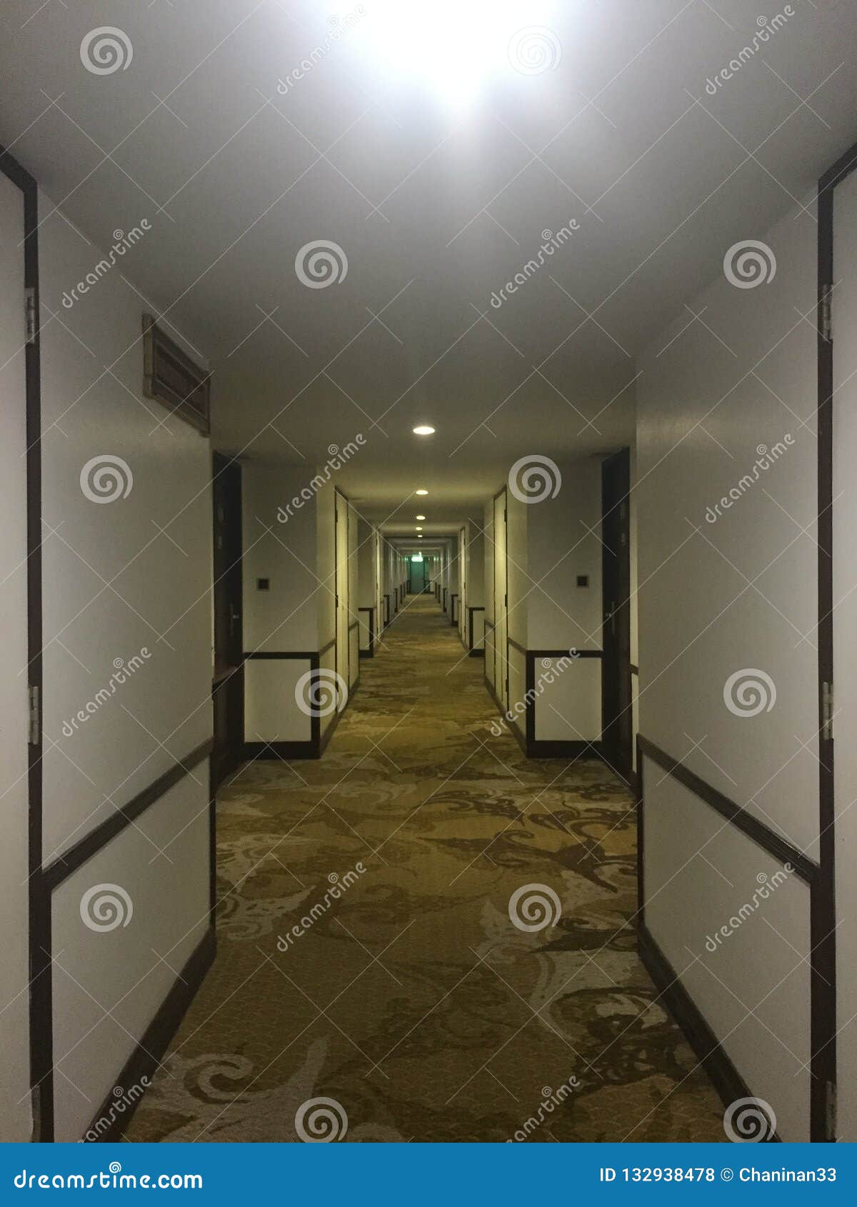A Long Corridor in the Hotel Stock Photo - Image of narrow, hotel ...