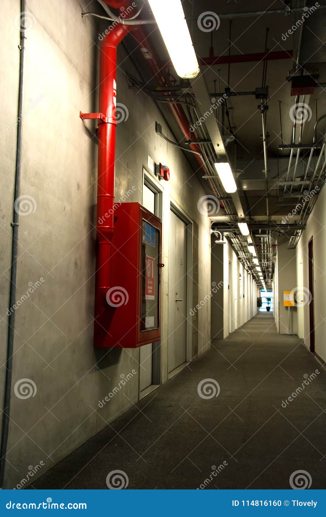 Long Corridor Interior and Fire Extinguish Equipment Stock Photo ...