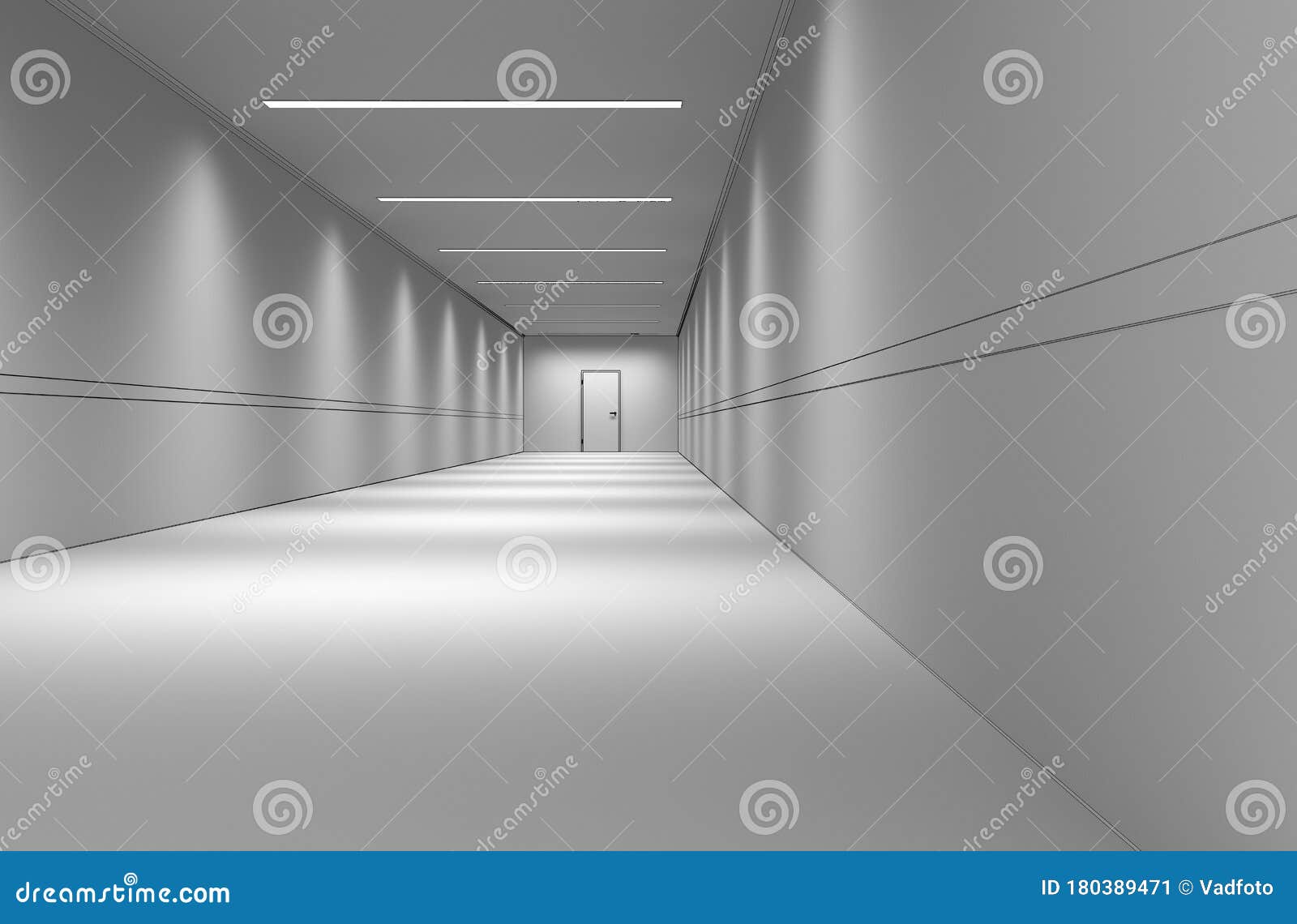 Long Corridor, Interior Visualization, 3D Illustration Stock ...