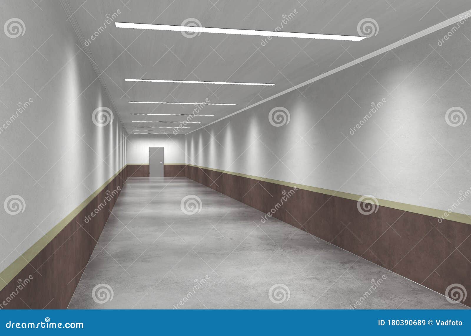 Long Corridor, Interior Visualization, 3D Illustration Stock ...
