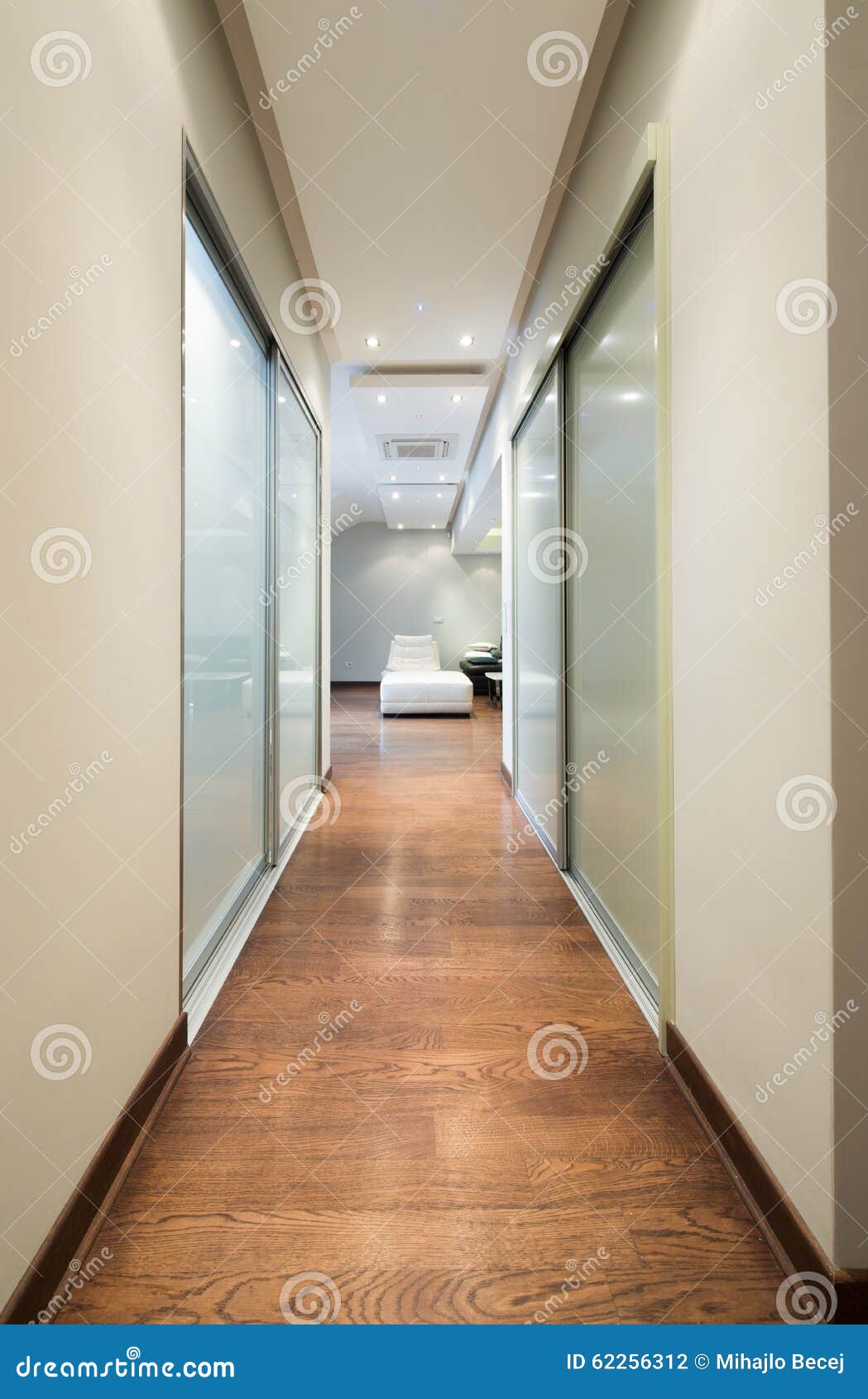 Long Corridor in Luxury Apartment Stock Photo - Image of long, empty ...