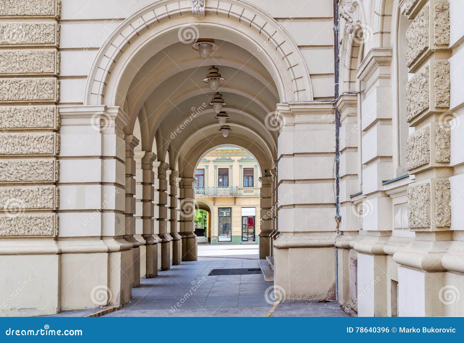 A Long Corridor between Many Columns Stock Photo - Image of interior ...