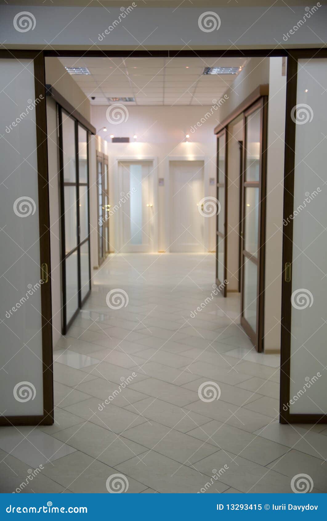 Long Corridor and Many Doors Stock Image - Image of door, accommodation ...