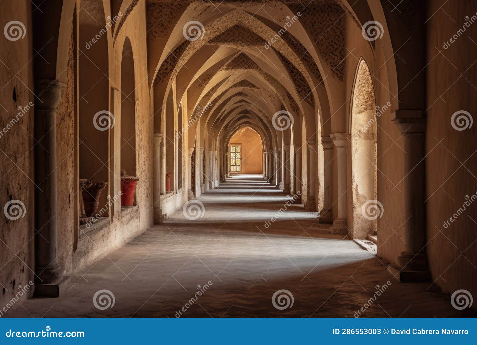 Empty Long Corridor of a Medieval Castle Stock Image - Image of cloud ...