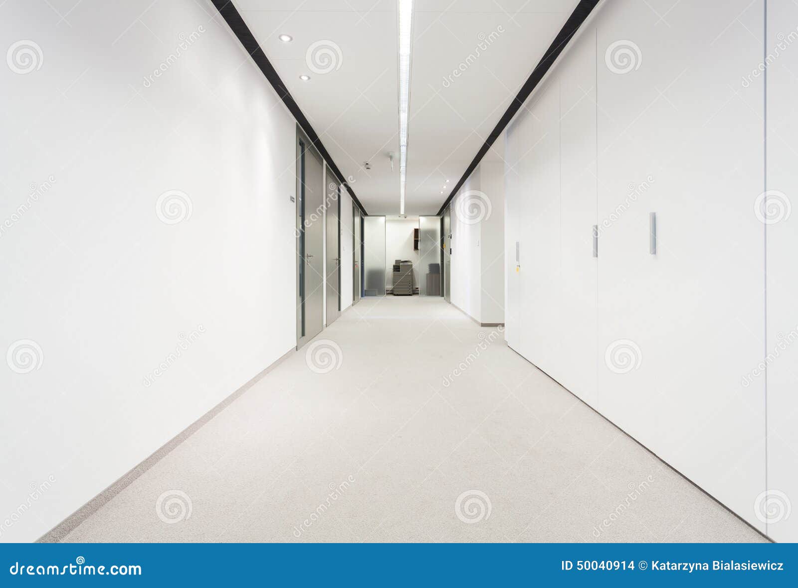 Long Corridor in Office Building Stock Photo - Image of floor, doors ...
