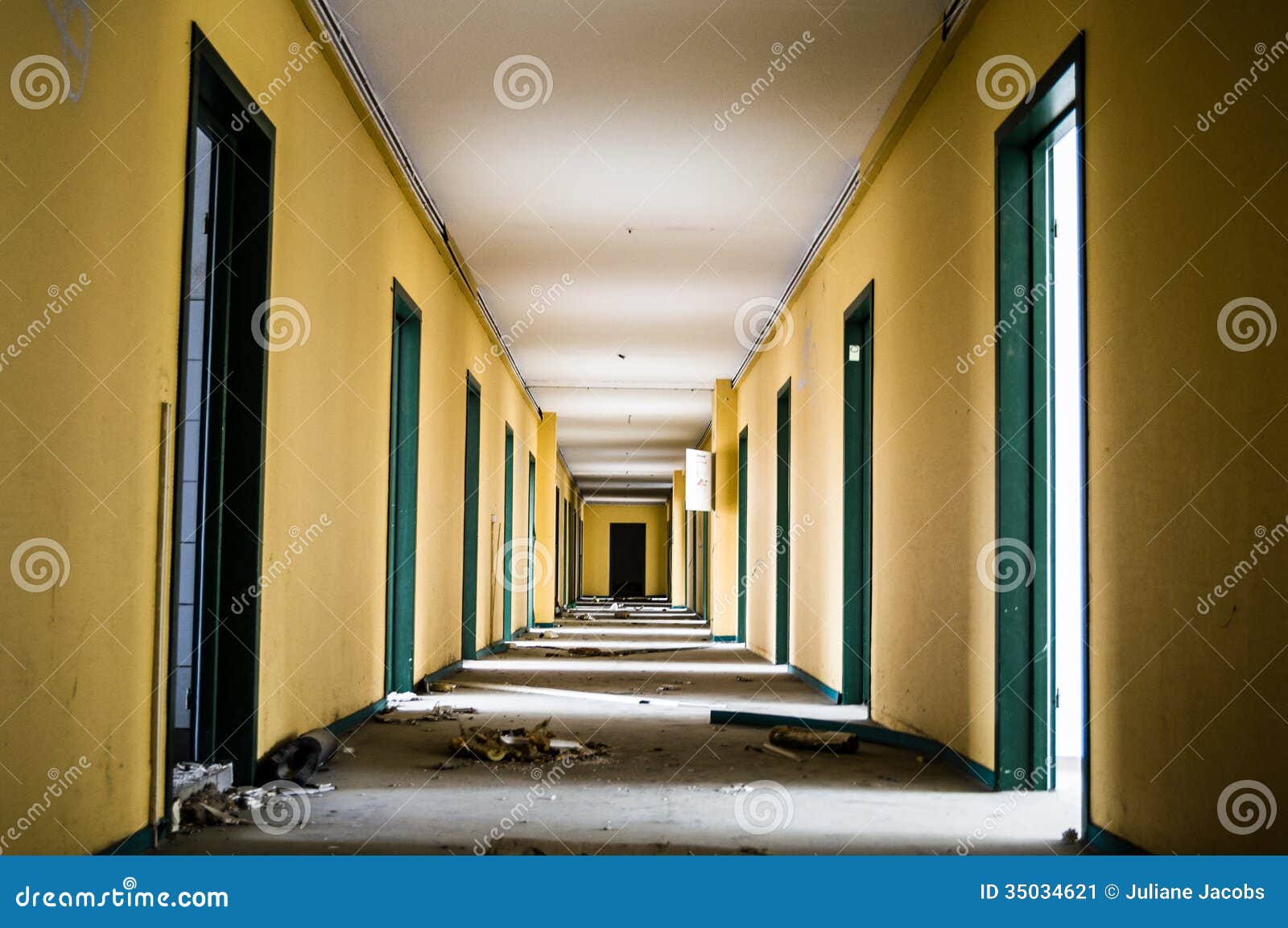 Long corridor stock image. Image of destroyed, perspective - 35034621