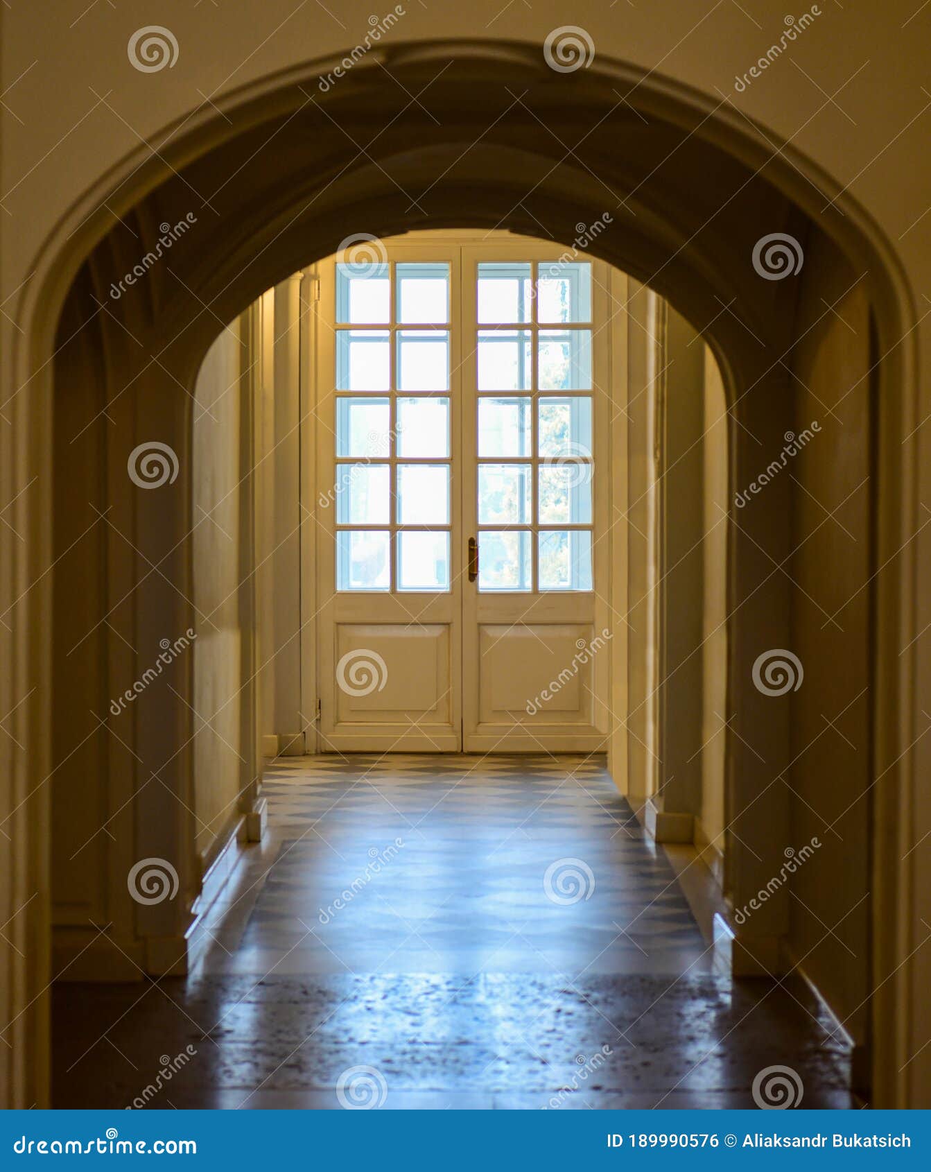 Long Corridor in an Old Historic Building Stock Photo - Image of ...