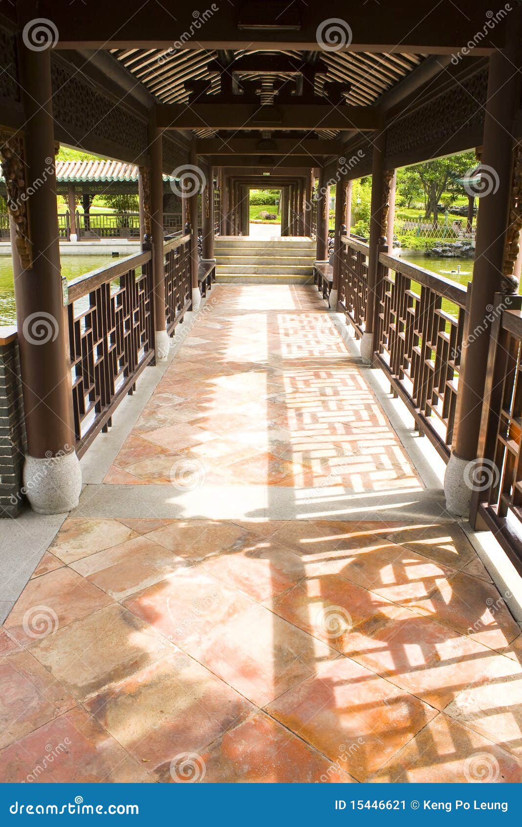 Long Corridor in Outdoor Park Stock Image - Image of building, column ...