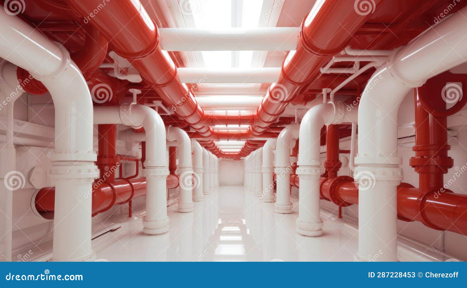 Corridor with pipes stock illustration. Illustration of tube - 287228453