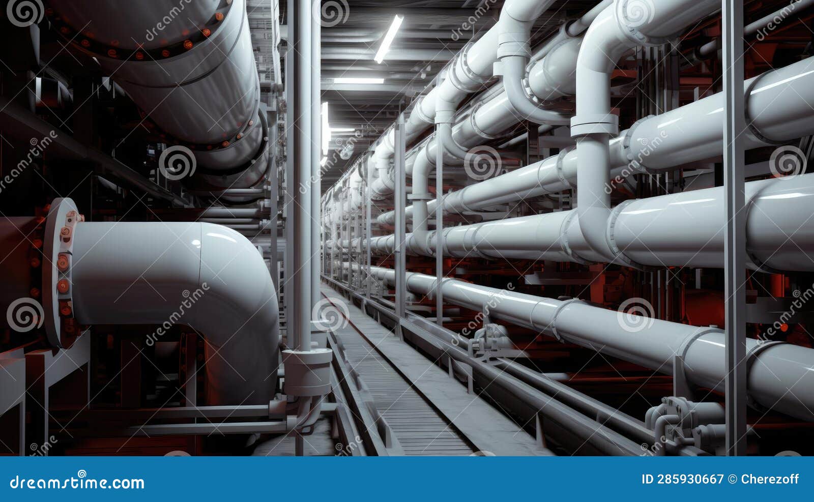 Corridor with pipes stock illustration. Illustration of inside - 285930667